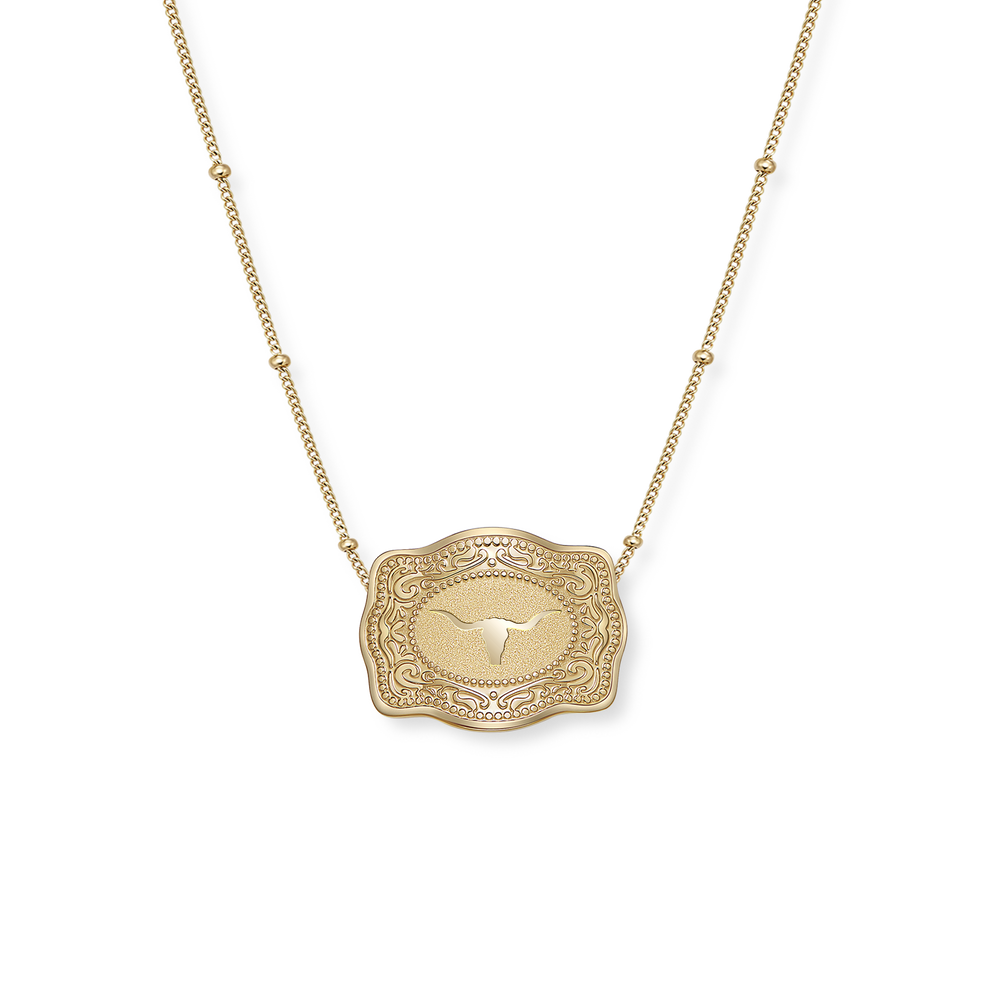 Mini Belt Buckle Necklace (Longhorn) - Gold – SpurWest