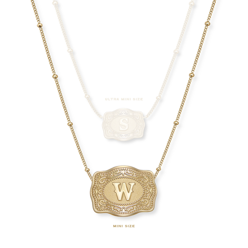 Mini Belt Buckle Necklace (Initial) - Gold – SpurWest